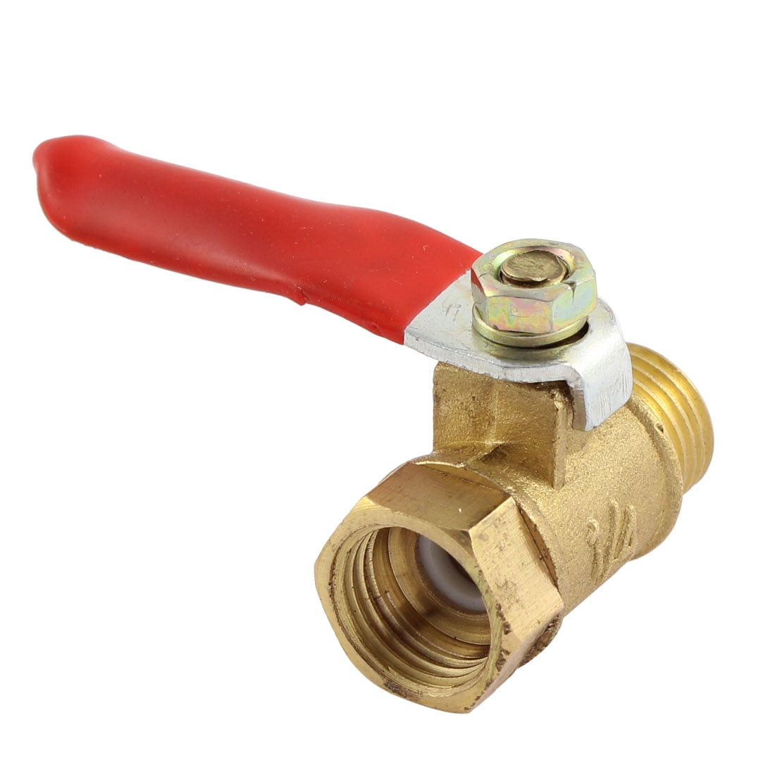 1/4BSP Male to Female Thread Full Port Red Lever Handle Brass Air Ball ...
