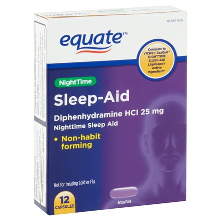 Equate NightTime Sleep-Aid Capsules, 25 mg, 12 count - Walmart.com