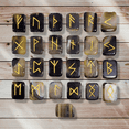 Black Onyx Runes Crystal Rune Stones Set Elder futhark Viking Gemstone ...