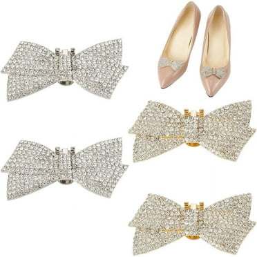 1 Pair Bow Shoe Clips Rhinestone Clip On Shoe Embellishments Crystal ...