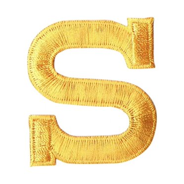 Alphabet Letter - S - Color Gold - 2" Block Style - Iron On Embroidered ...