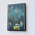 Affixzi Vintage City Travel Wall Art, New York Skyline Night Harbor ...