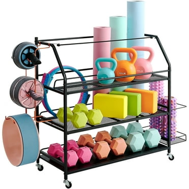 Weight Rack for Dumbbells - Home Gym Storage Rack with Caster Wheels ...