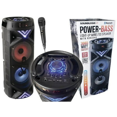 SoundLogic XT 3000W Bluetooth Power-Bass 22.5"H Light-UP Wireless ...