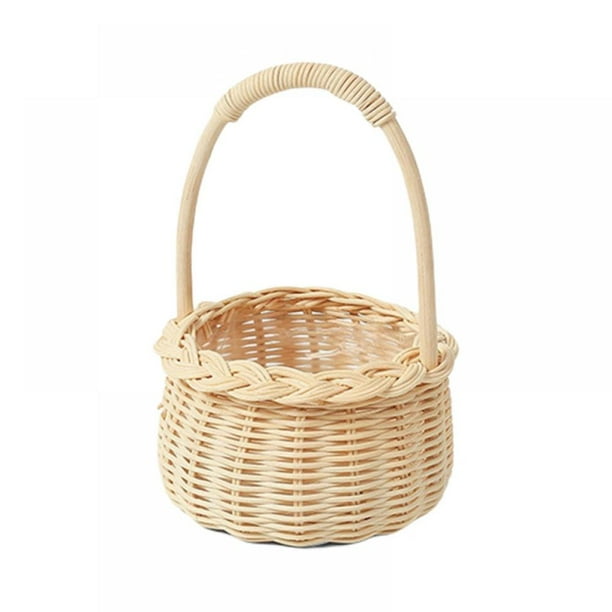 Woven Storage Basket with Handle, Wedding Flower Girl Baskets,Wicker ...