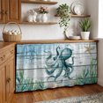 Cabinet Curtain 32''W x 55''L, Coastal Octopus Under Sink Curtain ...