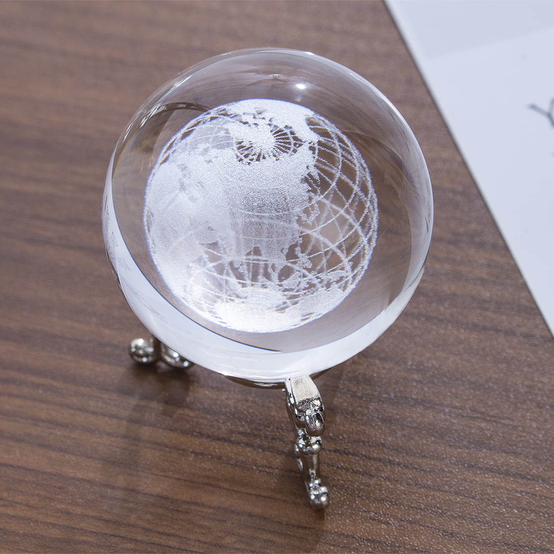 YU FENG 3D 60mm Clear Crystal Glass Earth World Map Ball with Metal ...