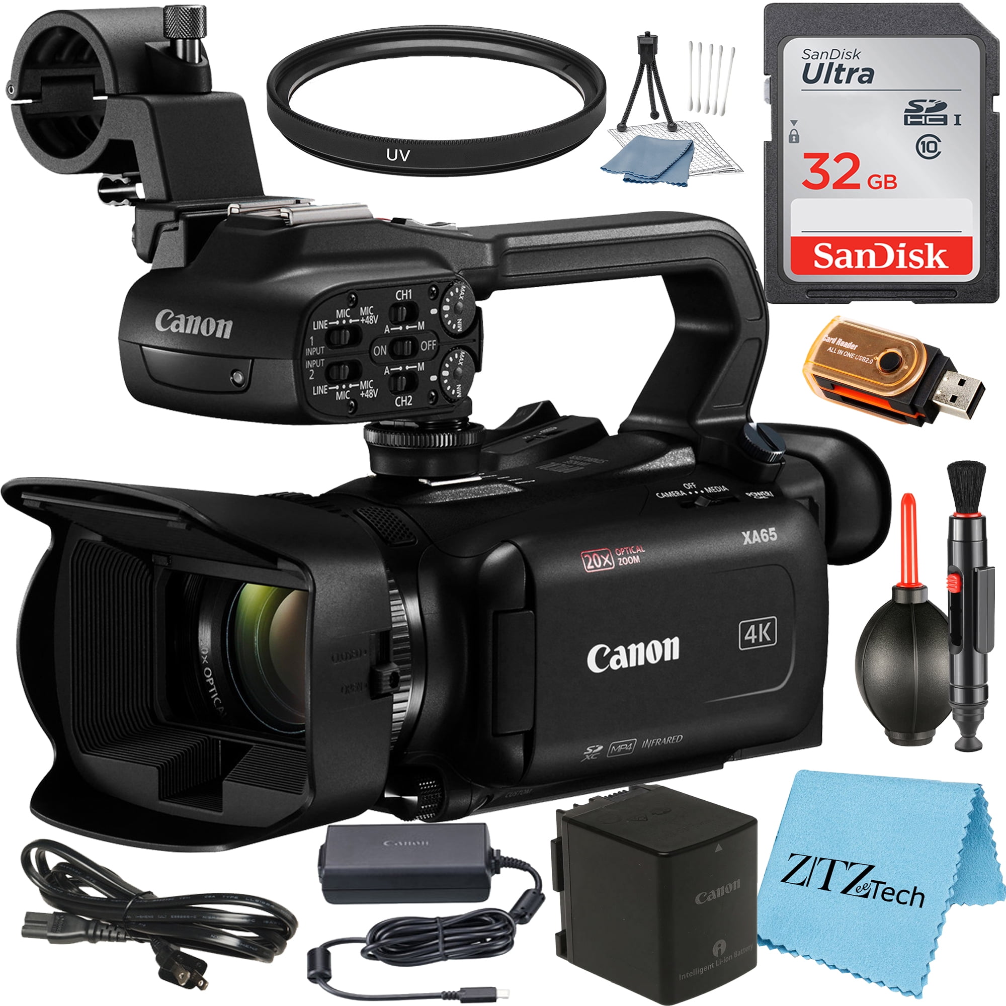Canon XA65 Professional UHD 4K Camcorder with SanDisk 32GB Memory Card ...