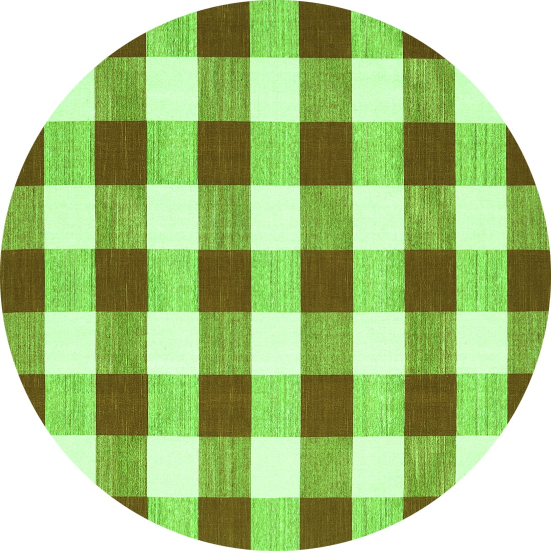 Ahgly Company Indoor Round Checkered Green Modern Area Rugs, 7' Round ...