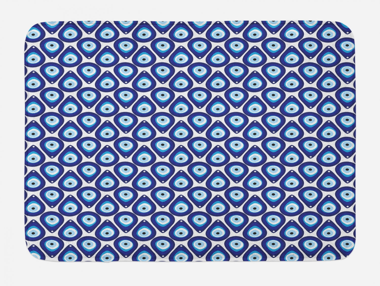 Evil Eye Bath Mat, Water Drops Inspired Shape Up and Down Luck Charm ...