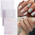 12 Sheets Line Nail Art Stickers Decals 3D Nail Stickers Holographic ...