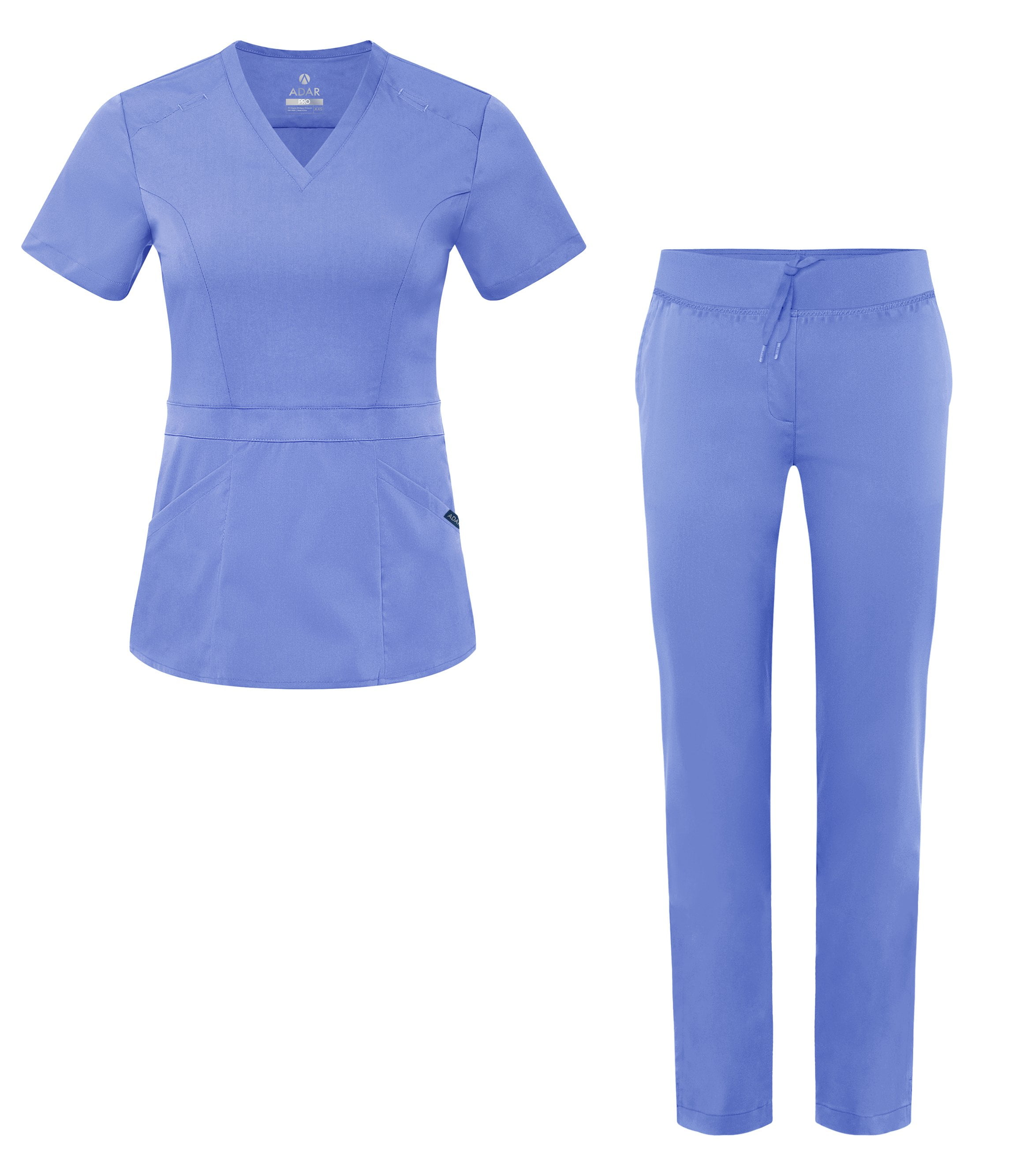 Adar Pro Scrub Set for Women - Tailored Peplum Scrub Top & Tailored ...