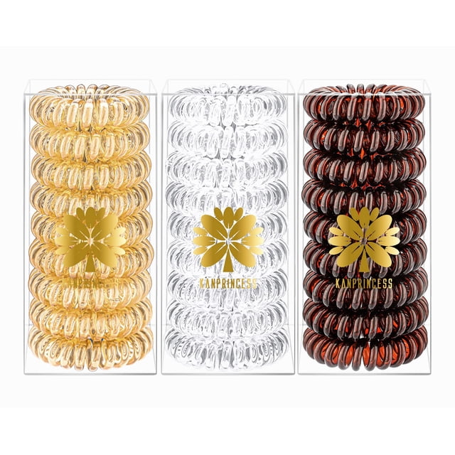 KANPRINCESS 27 PCS Spiral Hair Ties,No Crease Coil Hair Ties, Phone ...