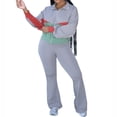 Aellinatey Womens Color Block Two Piece Tracksuit Sets Long Sleeve Zip ...