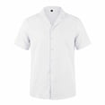 Ceisia Men's Solid Color Textured Short Sleeve Button Down Camp Collar ...