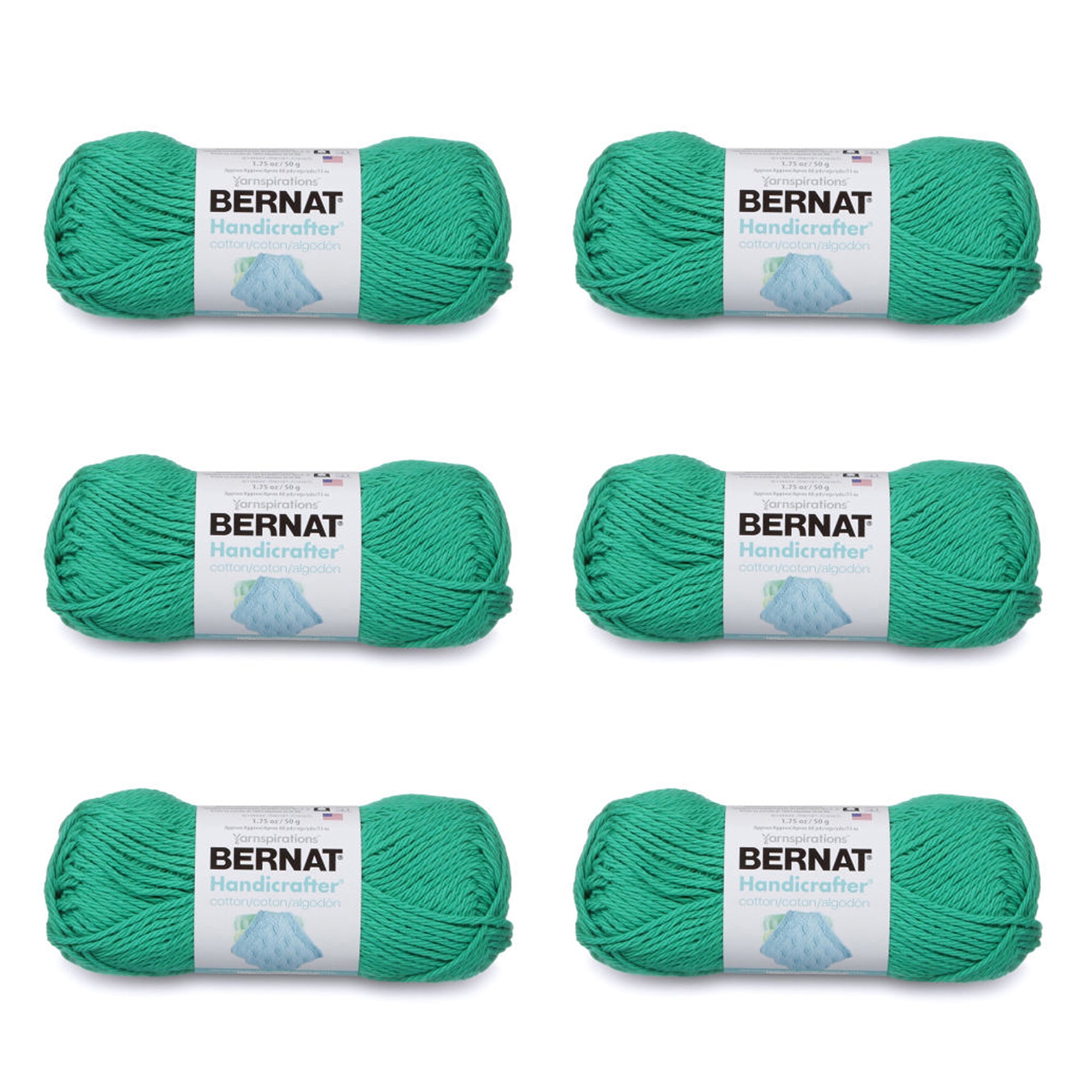 Bernat® Handicrafter® #4 Medium Cotton Yarn, Emerald 1.75oz/50g, 80 ...