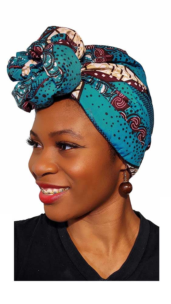 Turquoise and Maroon African Print Head wrap - Walmart.com