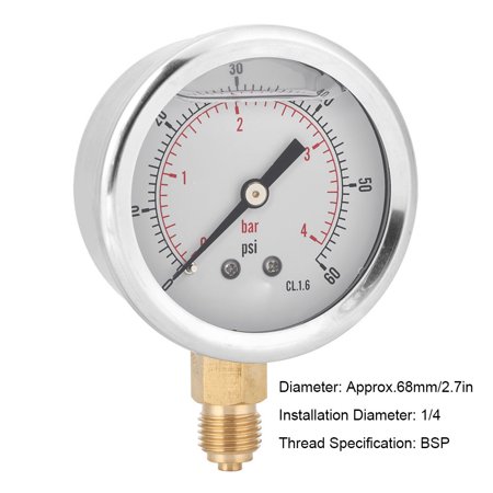 Pressure Gauge, Oil Filled Pressure Gauge Portable For Chemical ...