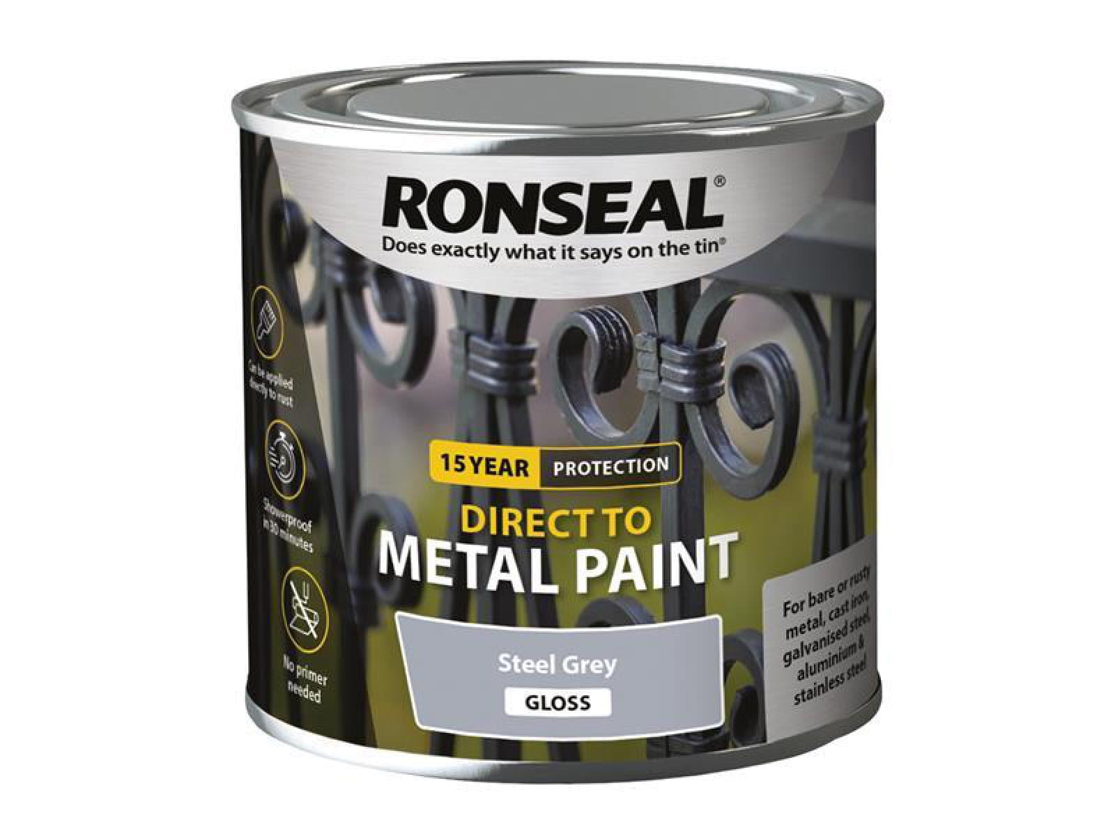 Ronseal - Direct to Metal Paint Steel Grey Gloss 250ml - Walmart.com