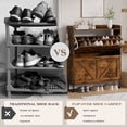 Urban Deco Rustic Brown Shoe Organizer with 2 Drawers, Free Standing ...
