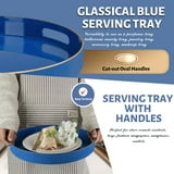 MAONAME 13" Blue Round Tray, Navy Serving Tray with Handles, Modern ...