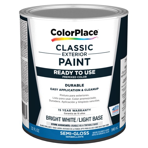ColorPlace Classic Exterior House Paint, Semi-Gloss, Bright White/Light ...