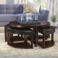 5-Piece Espresso Coffee Table Set - Modern Round Table with 4 ...