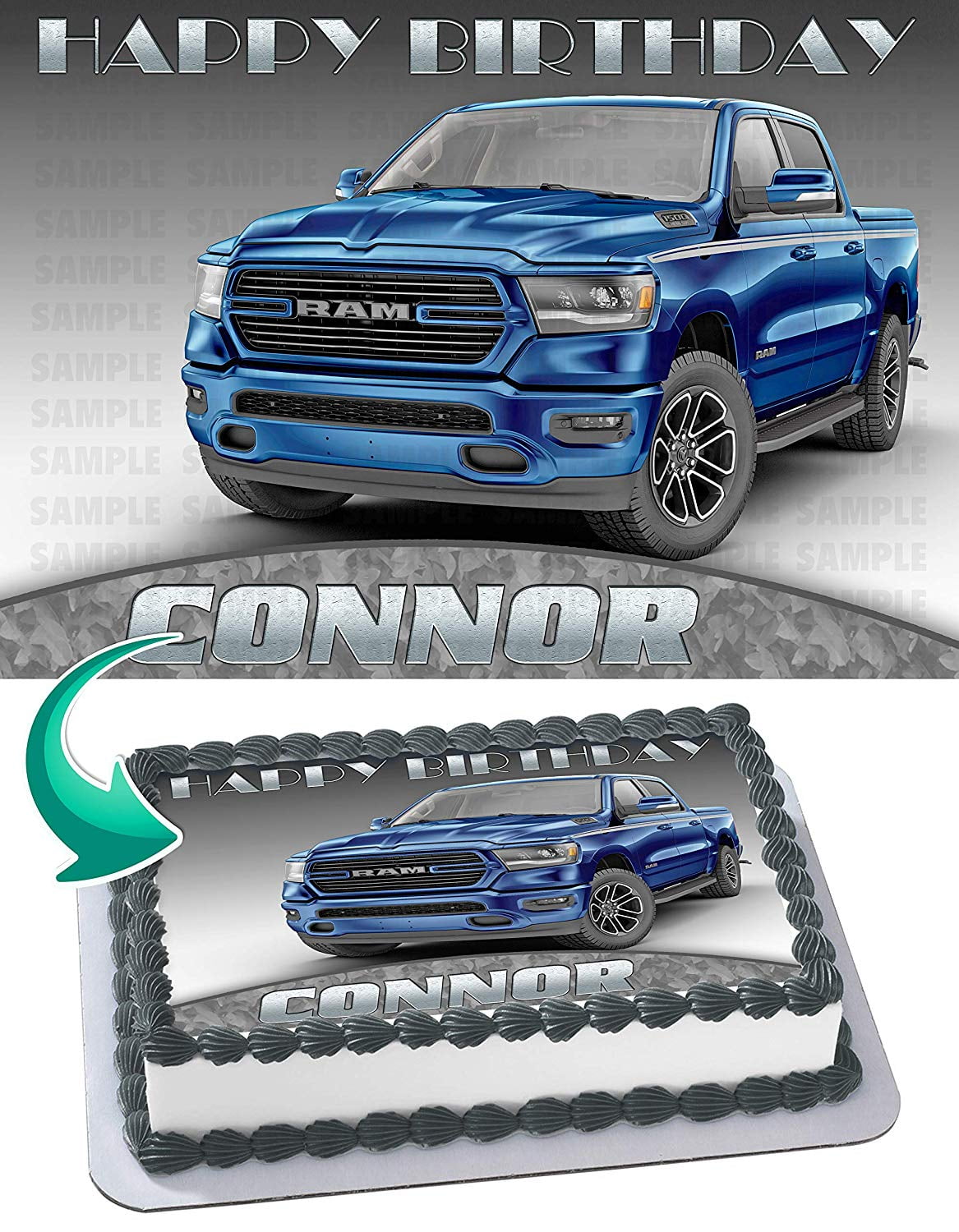 Dodge RAM Edible Cake Image Topper Personalized Picture 1/4 Sheet (8 ...