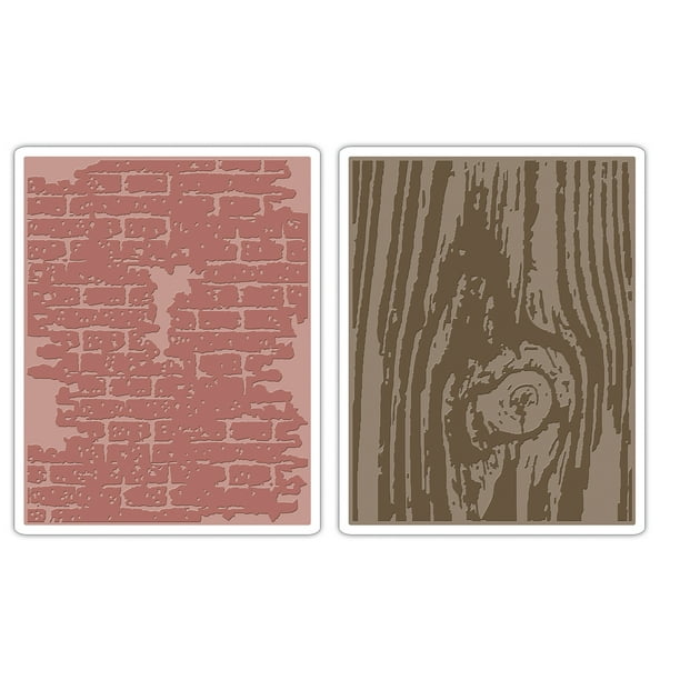 Sizzix Embossing Folder 2PK - Bricked & Woodgrain by Tim Holtz ...