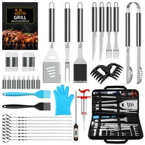 AISITIN 35Pcs BBQ Grill Tools Set with Thermometer, Steel Fork, Tongs ...