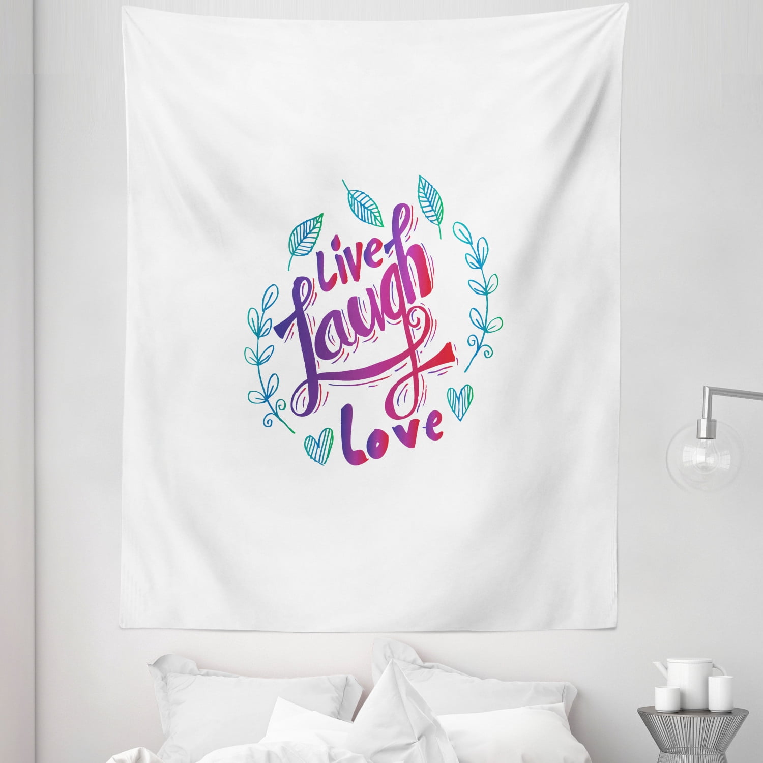 Saying Tapestry, Hand Lettering Words with Leaf Frame Illustration ...