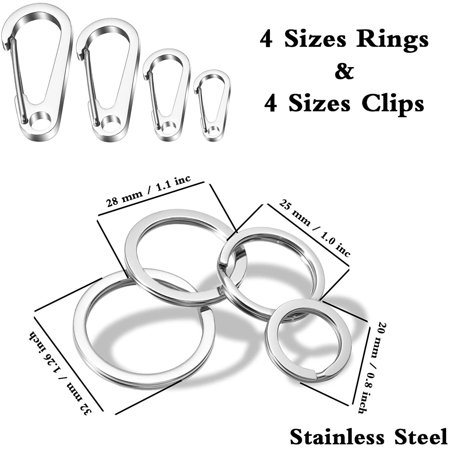 4 Pieces Dog Tag Clips with 4 Pieces Keychains, Stainless Steel Pet Tag ...