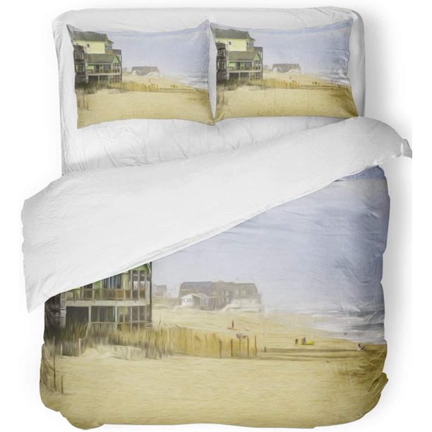 POGLIP 3 Piece Bedding Set Oceanside Beach at Rodanthe on Hatteras ...