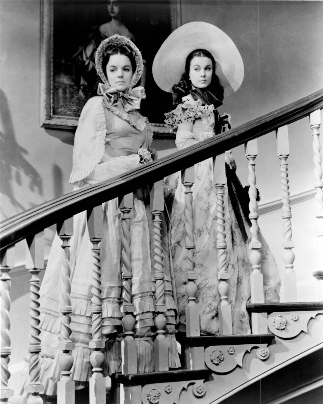 Gone With the Wind Olivia De Havilland Vivien Leigh on Tara staircase ...