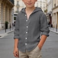Boys Long Sleeve Hooded Shirt Linen Cotton Button Down Summer Beach ...