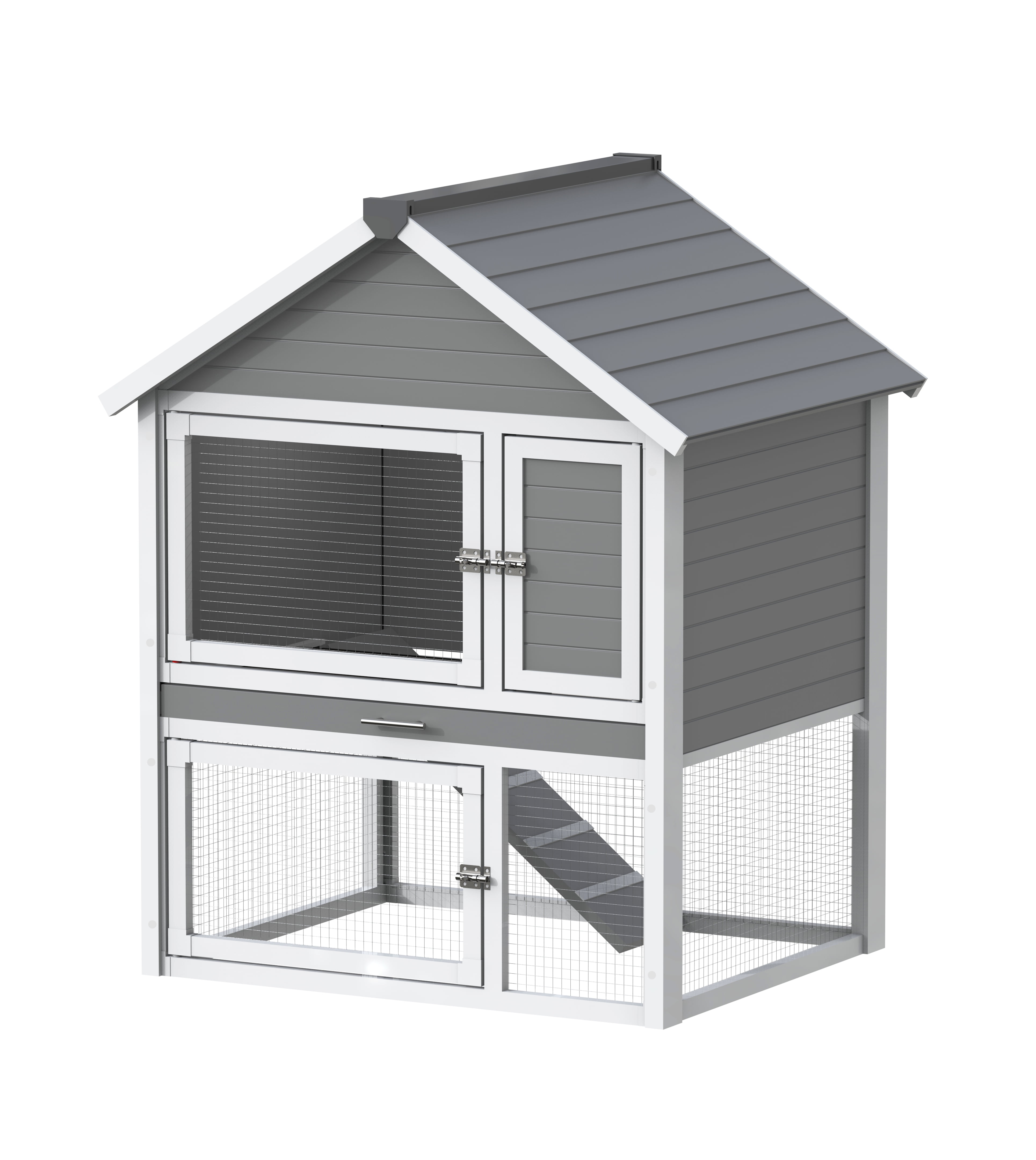 ECOFLEX® Huntington Outdoor Two-Level Rabbit Hutch in Grey - Walmart.com