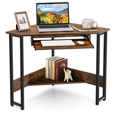 Costway Triangle Corner Computer Desk Small Space Study Desk Home ...
