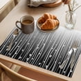 Blue Vertical Wave Lines Cotton Linen Placemats Set of 1, Flower ...