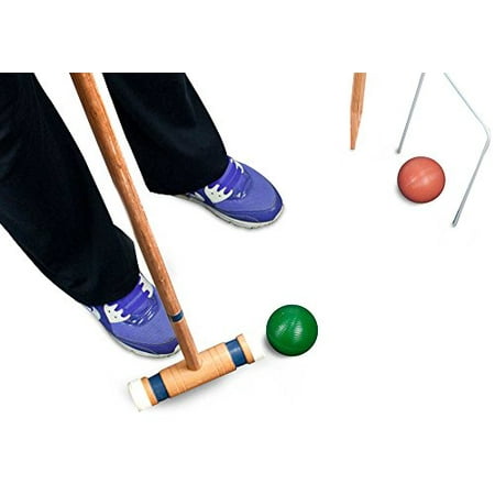 Six-Player Deluxe Croquet Set with Wooden Mallets Colored Balls Sturdy ...