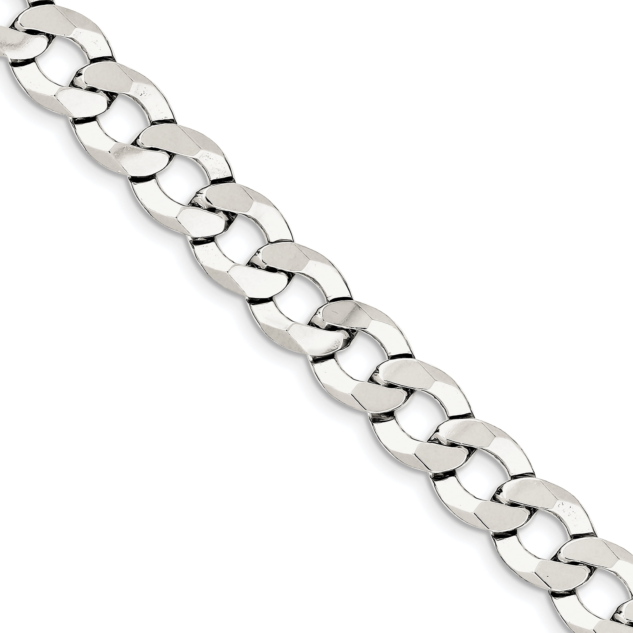 925 Sterling Silver 11.75mm Flat Link Curb Bracelet Chain 8 Inch Fine ...