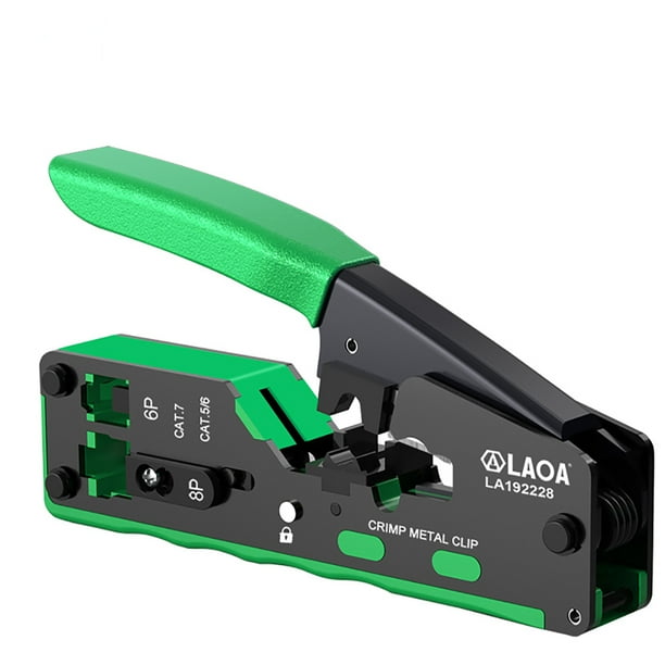 LAOA RJ45 Crimp Tool Pass Through Ethernet Crimper Cat7 Cat6 Cat5 8P ...