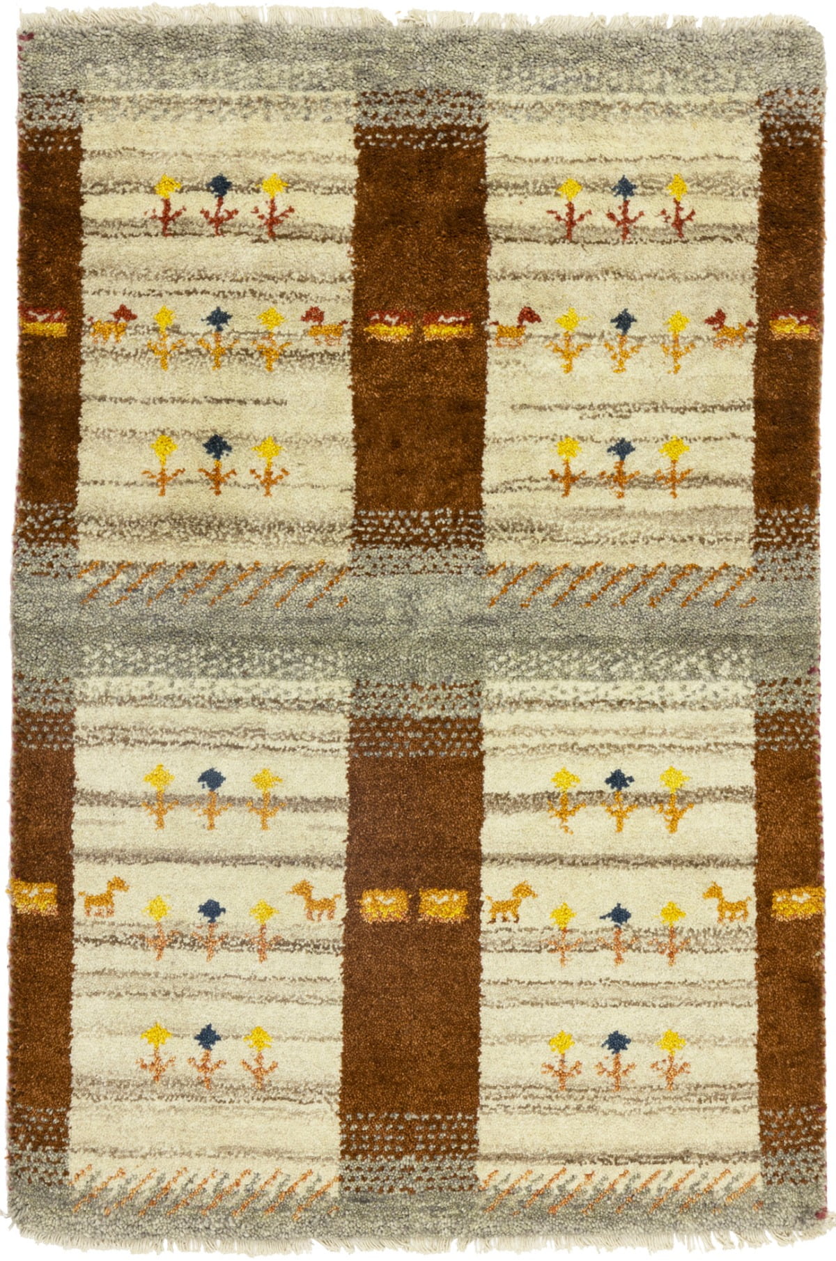 Cream Tribal Pictorial 3X4 Indo-Gabbeh Oriental Rug - Walmart.com