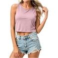 Babysbule Women's Sleeveless Crew Neck Muscle Crop Tank Top, Regular ...