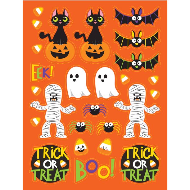 Spooky Friends Halloween Stickers, 4 count - Walmart.com - Walmart.com