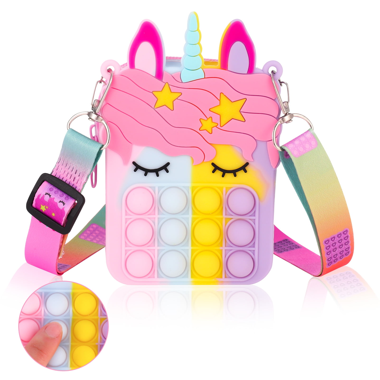 HEQUSIGNS Unicorn Pop Purse for Girls, Unicorn Push Bubble Sensory ...