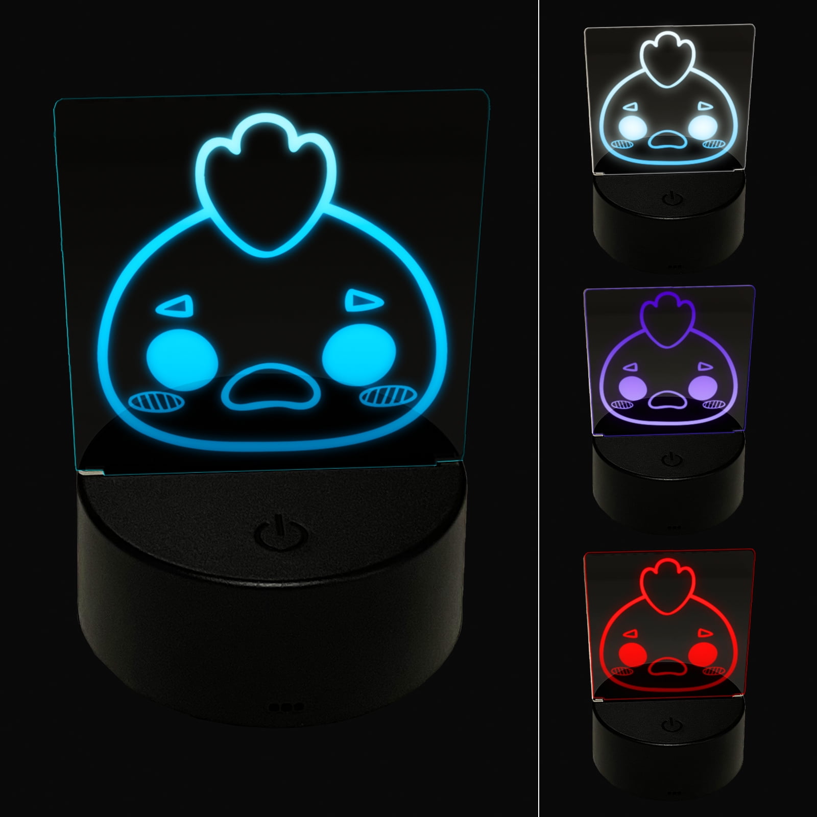 Charming Kawaii Chibi Chicken Face Blushing Cheeks Farm Eggs LED Night ...