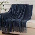 "Battilo Acrylic Navy Throw Blanket, Soft Lightweight, Decorative with ...