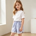 AGKIZG Print Plaid Loose Home Casual Solid Color Shorts for Boys Girls ...
