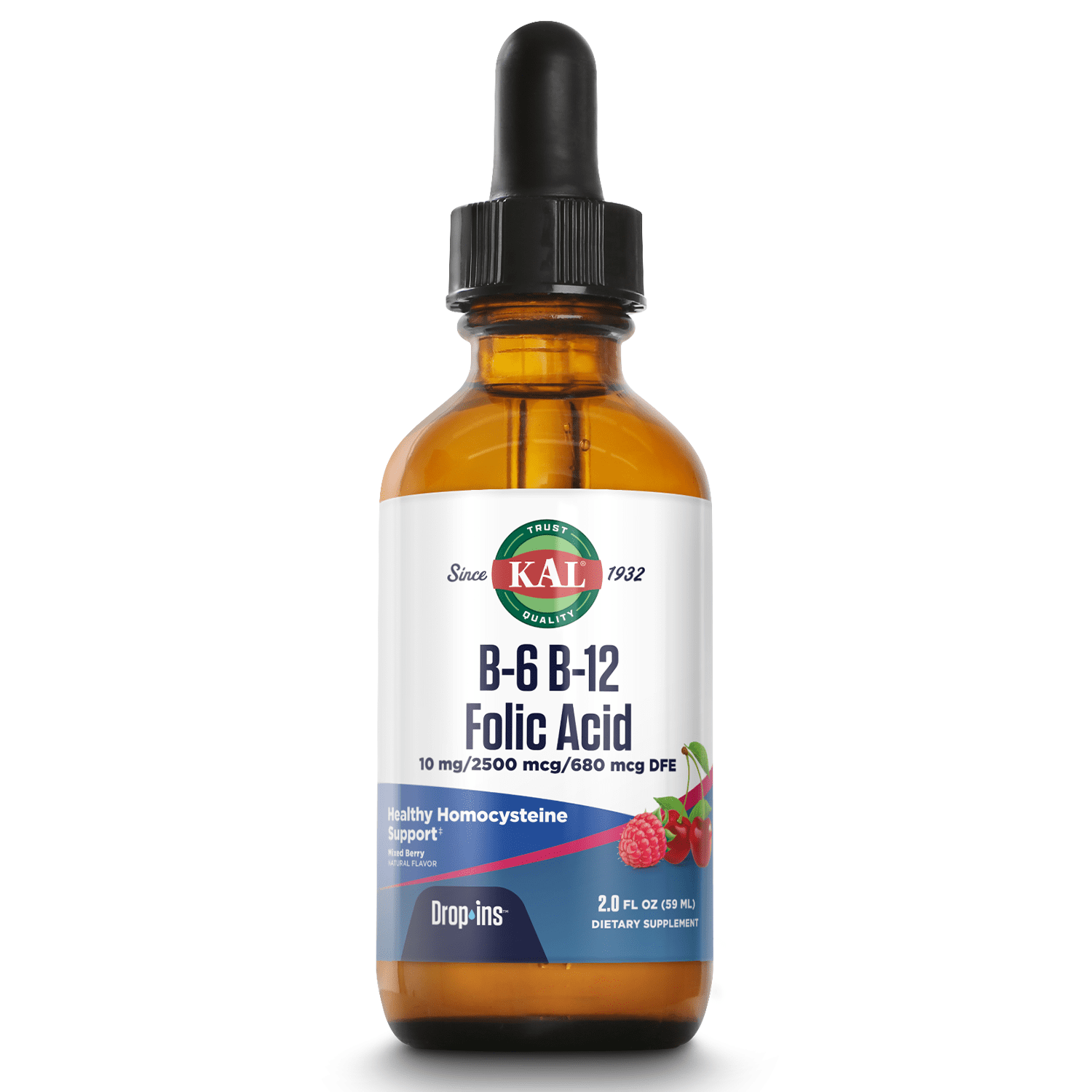 KAL B-6 B-12 Folic Acid DropIns | Vitamin B Complex Drops | 5-MTHF for ...