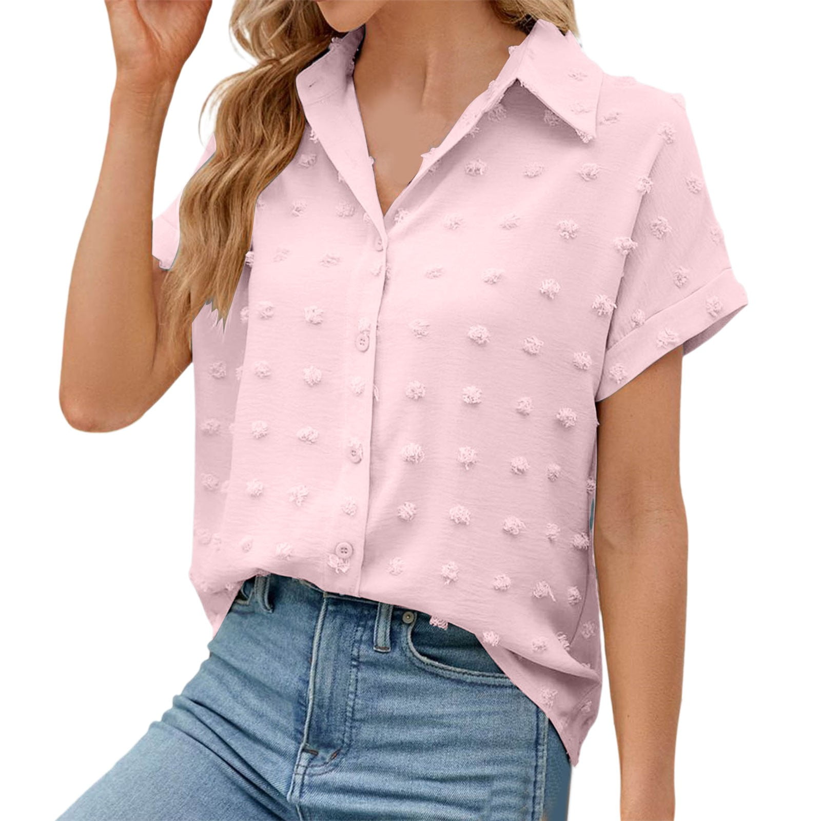 Click here for Fgnfyis Womens Stylish V Neck Short Sleeve Button... prices